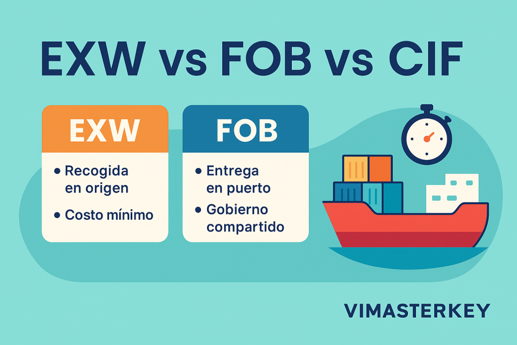 EXW vs FOB vs CIF: diferencias y cuándo elegir (2025)